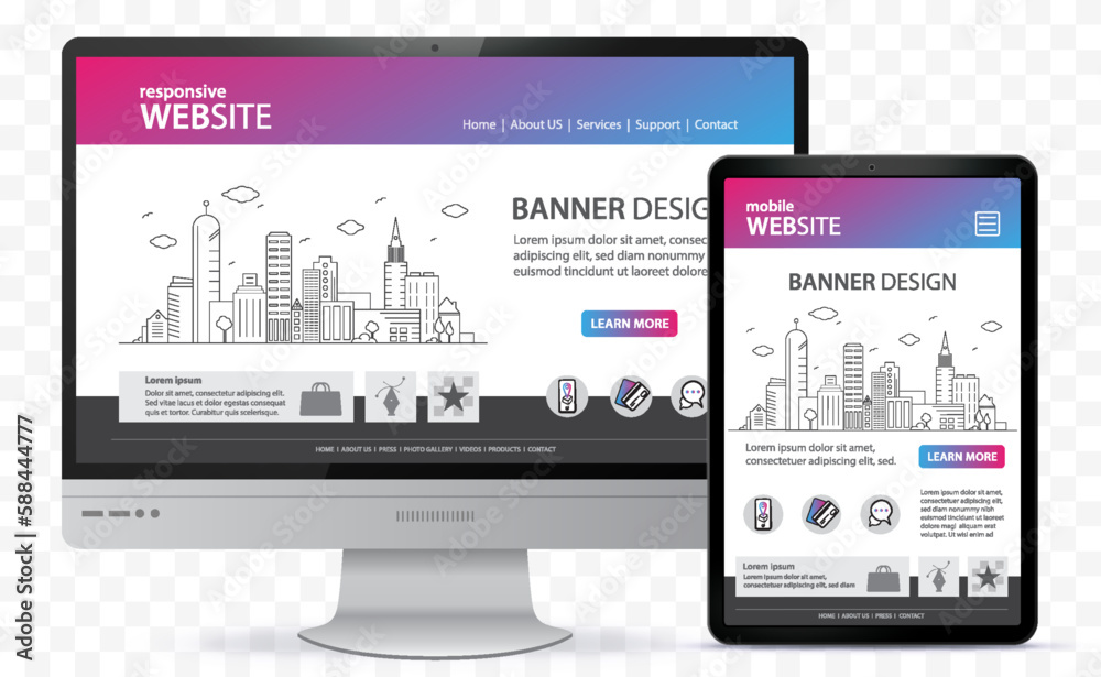 Responsive Website Design With Desktop Computer and Tablet PC Screen ...