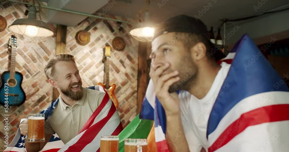 Loyal football fans supporting their team. Friends in a Pub. Supporters ...