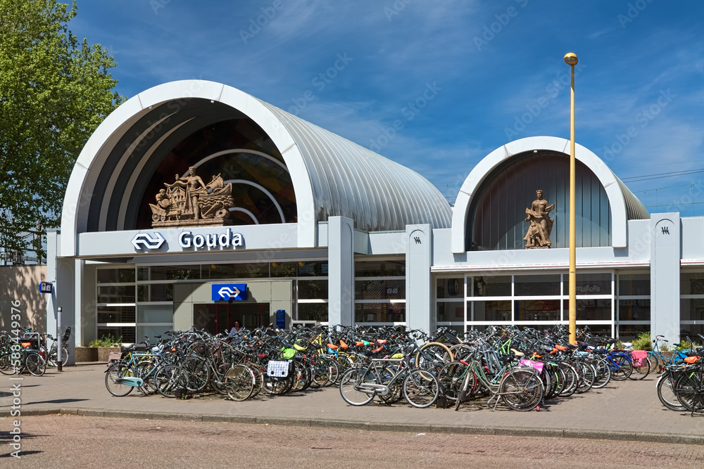 Railway station of Gouda, Netherlands. The station was opened on May 21 ...