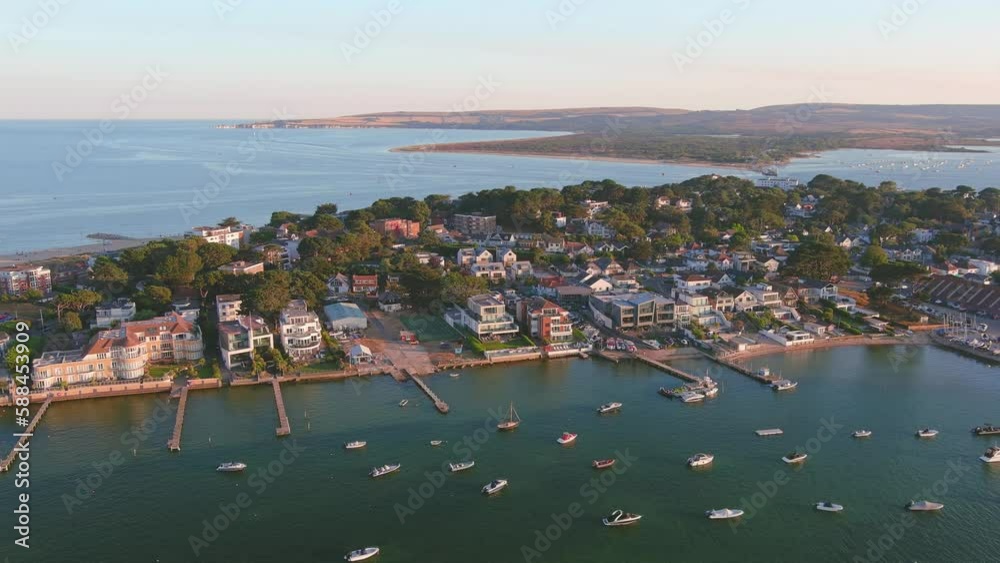 Poole, UK: Aerial view of city in England, seaside resort with famous ...