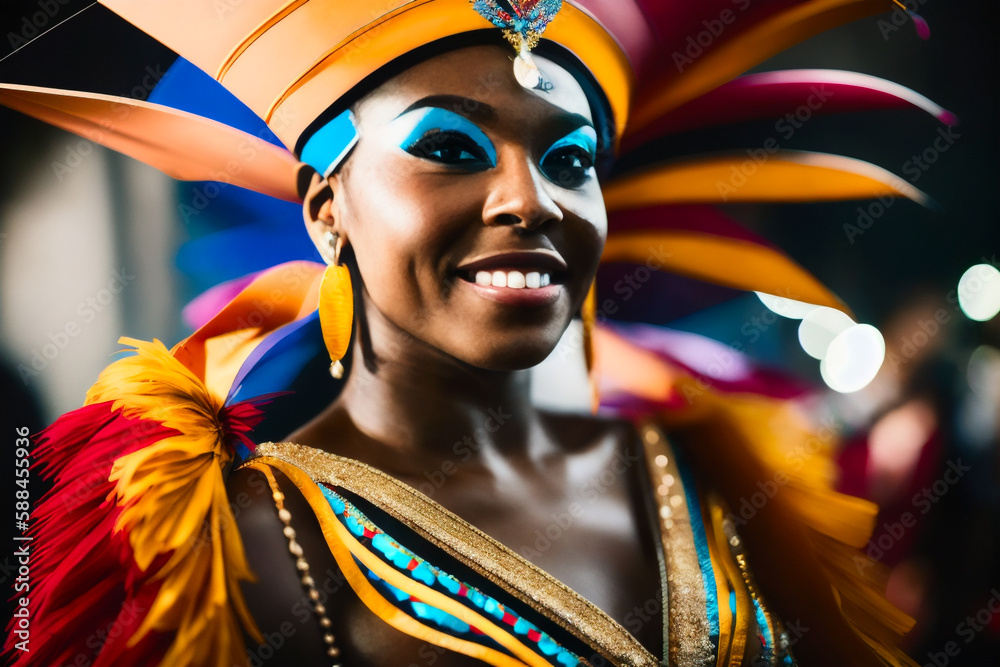 An atmospheric photo of a dazzling hypnotic samba dancer at the Rio ...