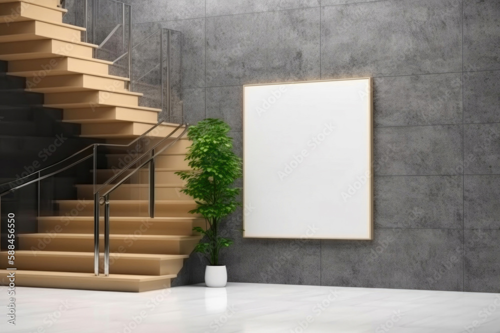 Mockup Poster media template. Ads display in lobby. Generative AI Stock ...