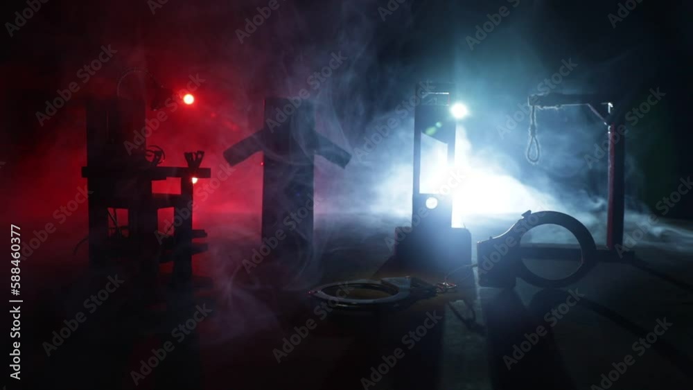 Legal law or crime and execution concept. Death penalty miniatures on ...