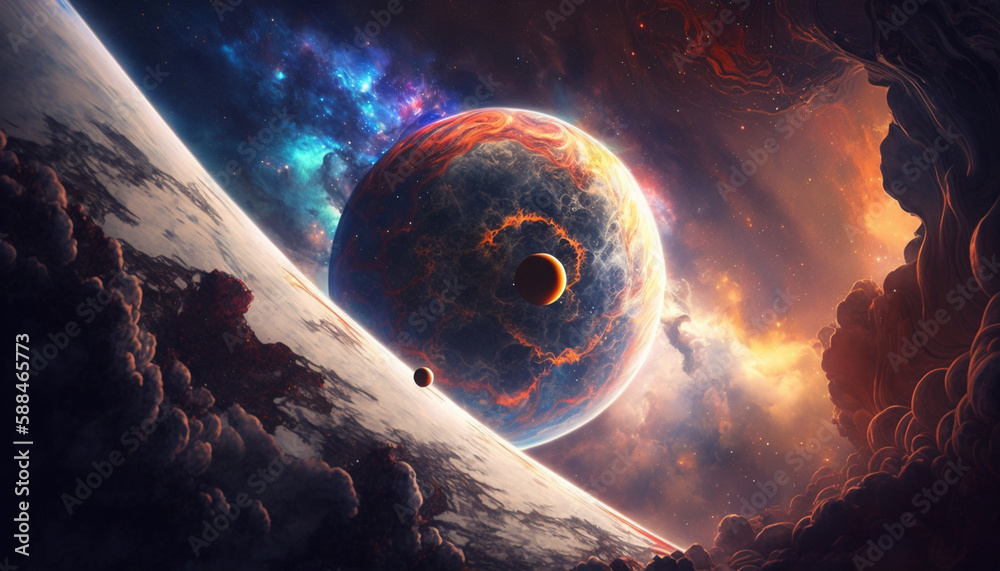 different planets in the galaxy, view from space, generative ai Stock ...