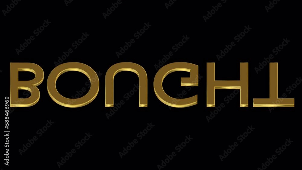 Animated Spinning three dimensional golden text or word Bought ...