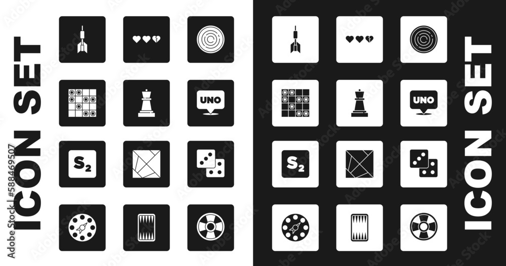 Set Checker game chips, Chess, Board of checkers, Dart arrow, Uno card ...