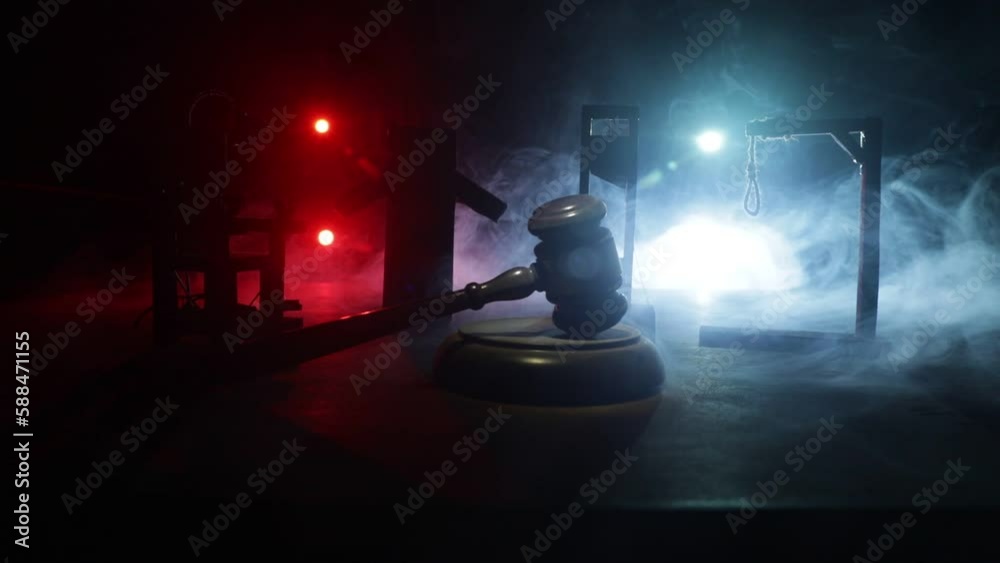 Legal law or crime and execution concept. Death penalty miniatures on ...