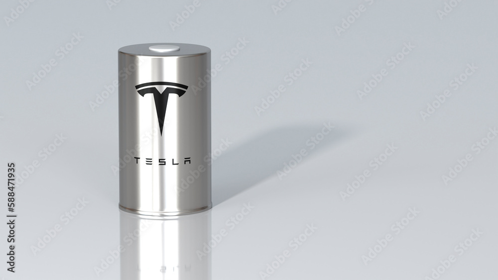 one Lithium-ion 4680 Tesla battery with logo, one High-capacity ...