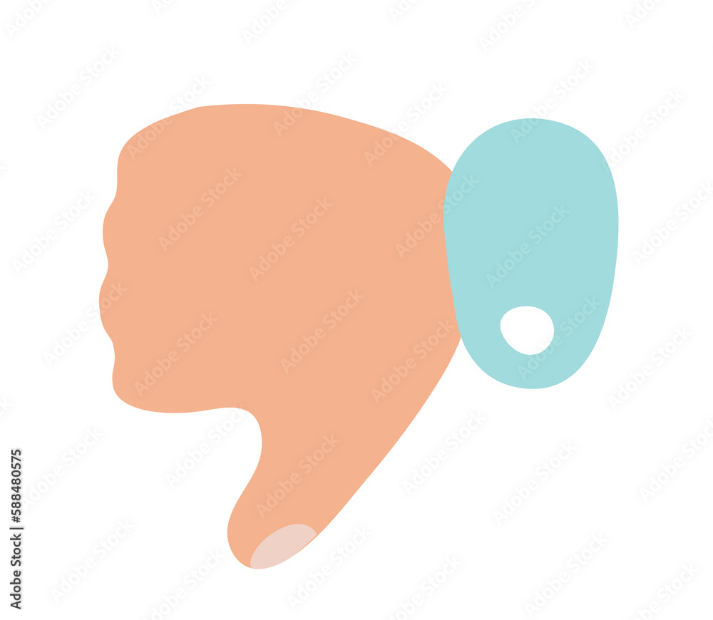Doodle thumbs down icon or logo, hand drawn gesture symbol in flat ...
