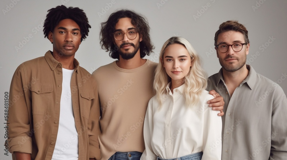 Diverse group of poc people standing confidently in a studio ...