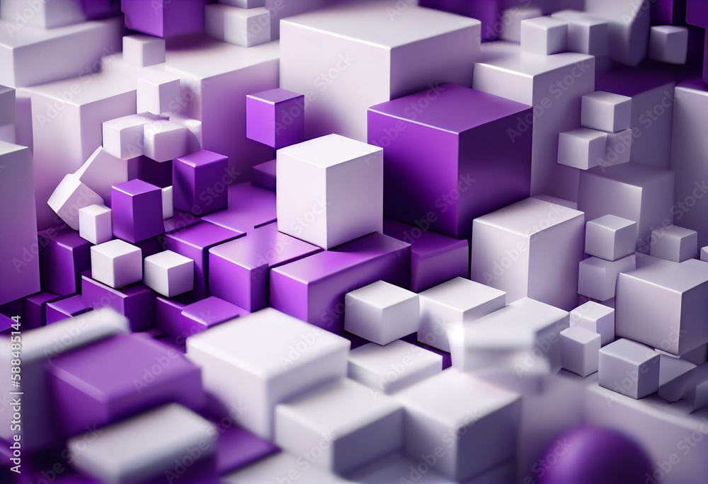 Violet and White, Multisized Blocks Precisely Constructed to create a ...