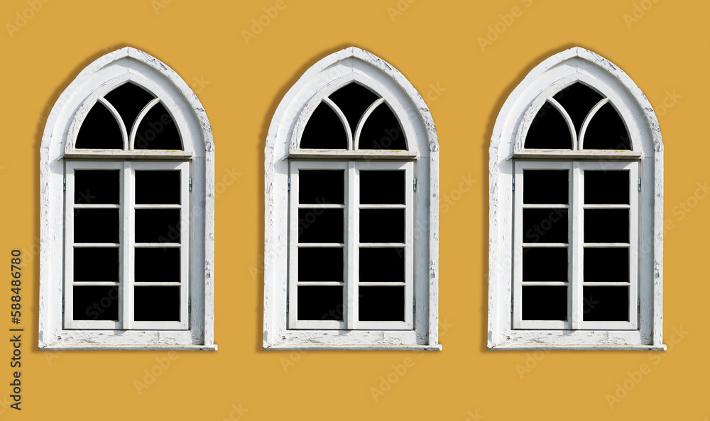 Mosque window. Muslim architecture. Peeling paint religious building ...