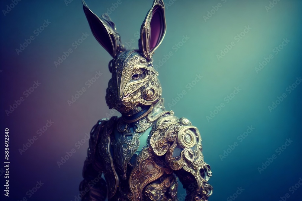 Description of an enchanting hare in gold armor: This is an amazing ...