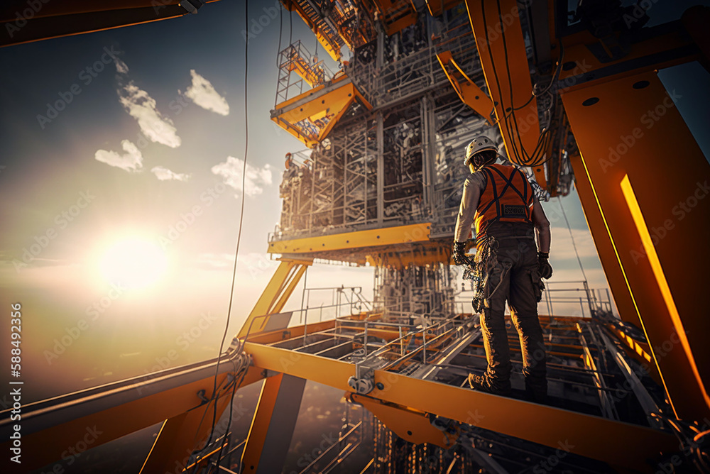 construction engineer worker at heights,architecture sci-fi ...