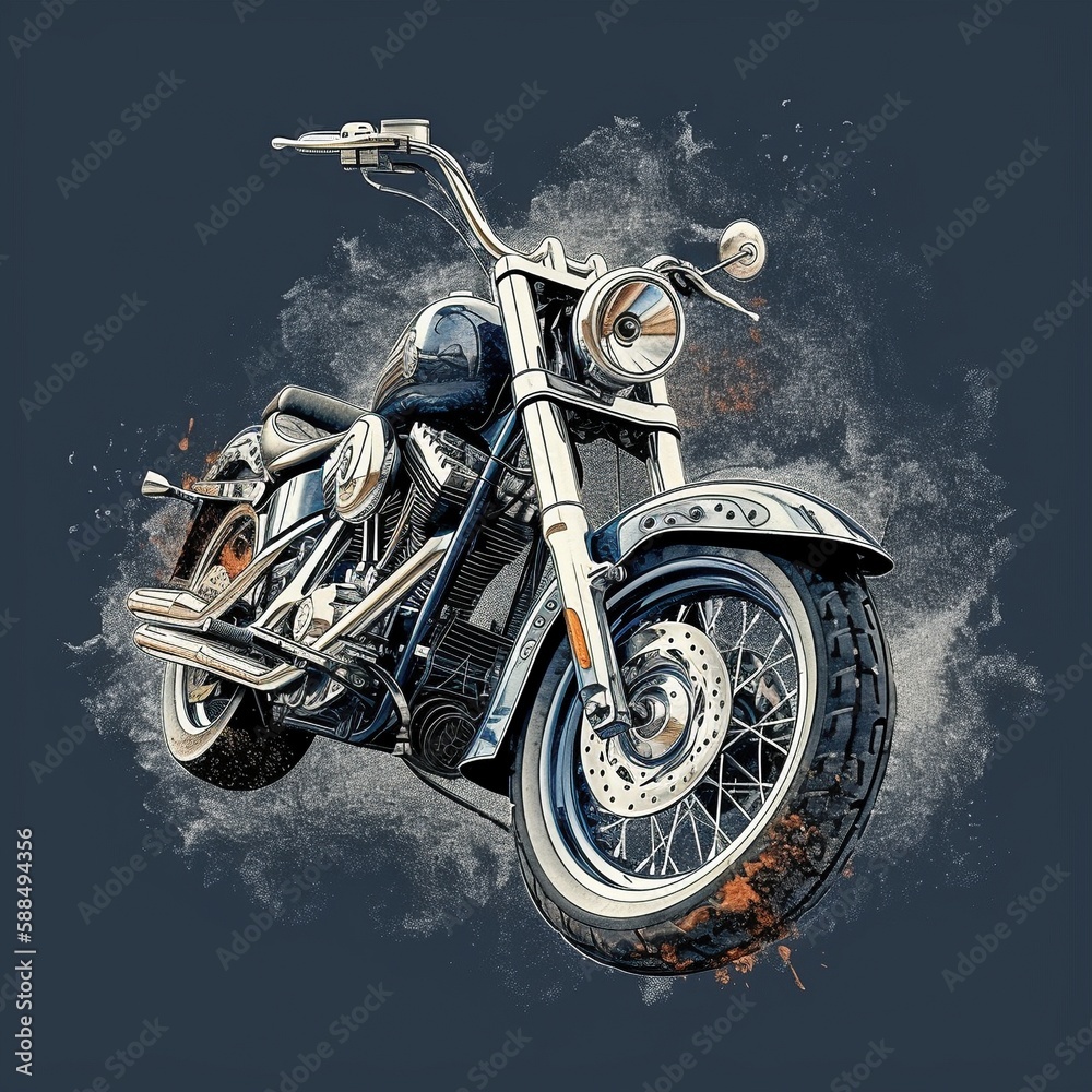 motorcycle on blue background, bike illustration, generative ai Stock ...