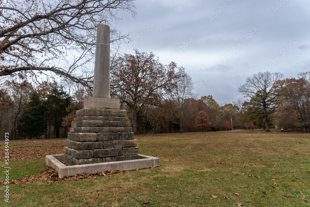 Meriwether Lewis National Monument. Broken shaft represents a life cut ...