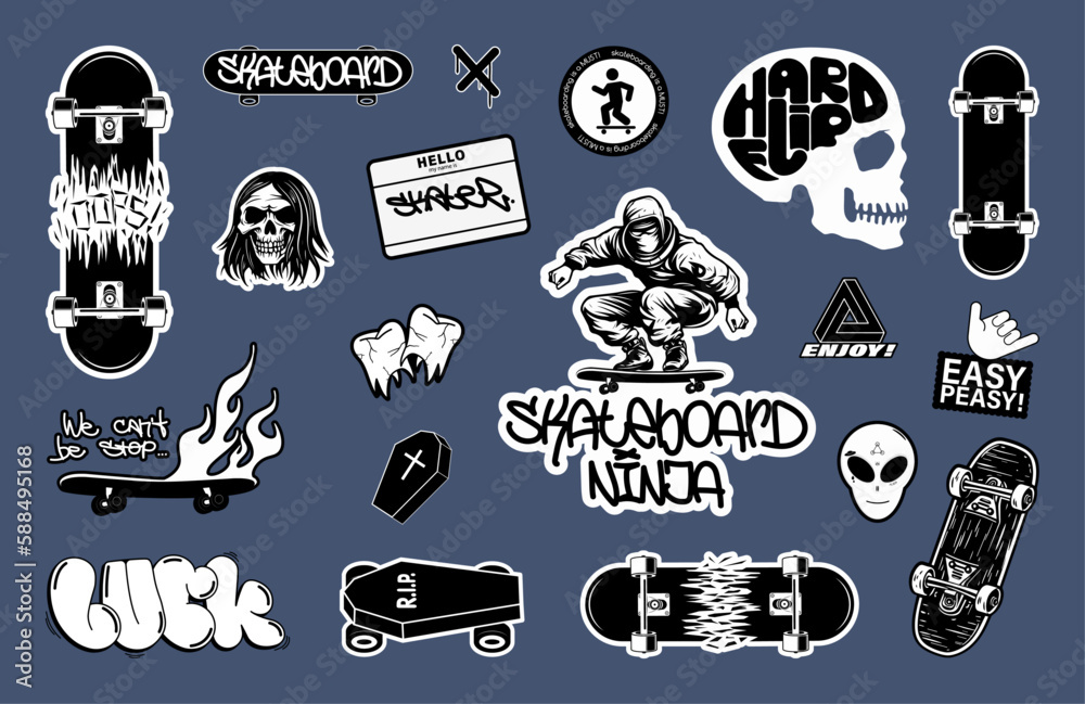 Skateboard stickers, patches, badges, labels. Atmospheric stickers ...