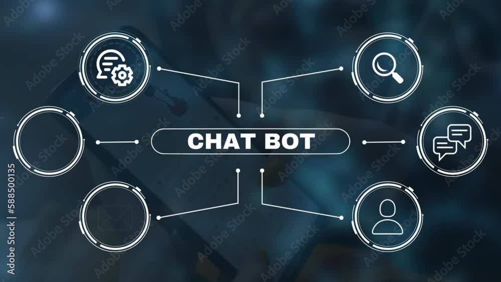Chatbot with AI (Artificial Intelligence), search engine, businessman interacting connection to ...