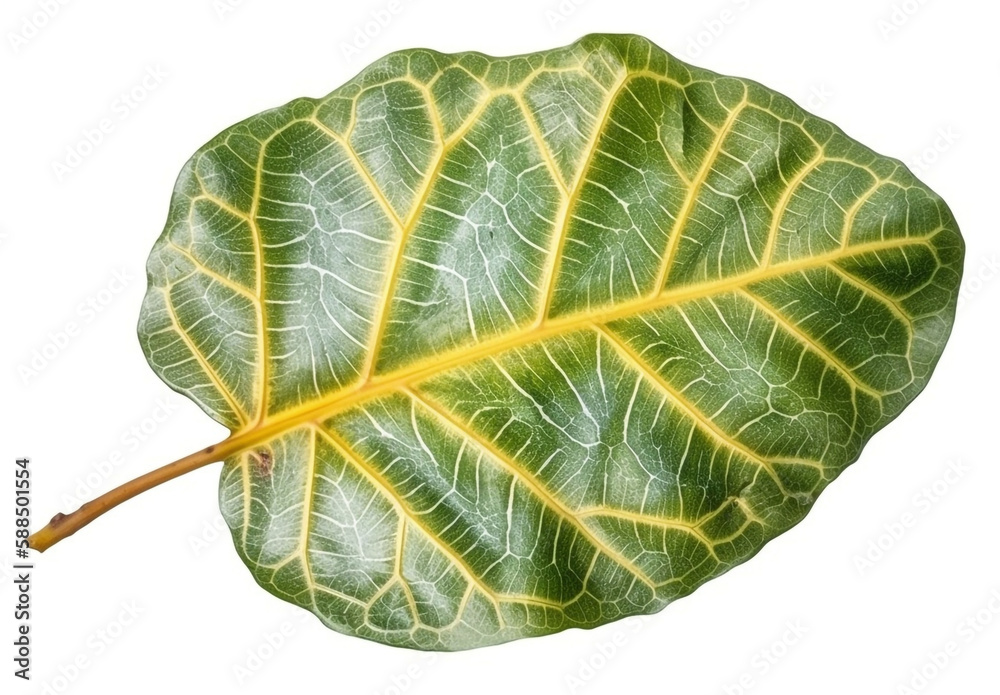 variegated leaves of fiddle-leaf fig tree (Ficus lyrata) the popular ...