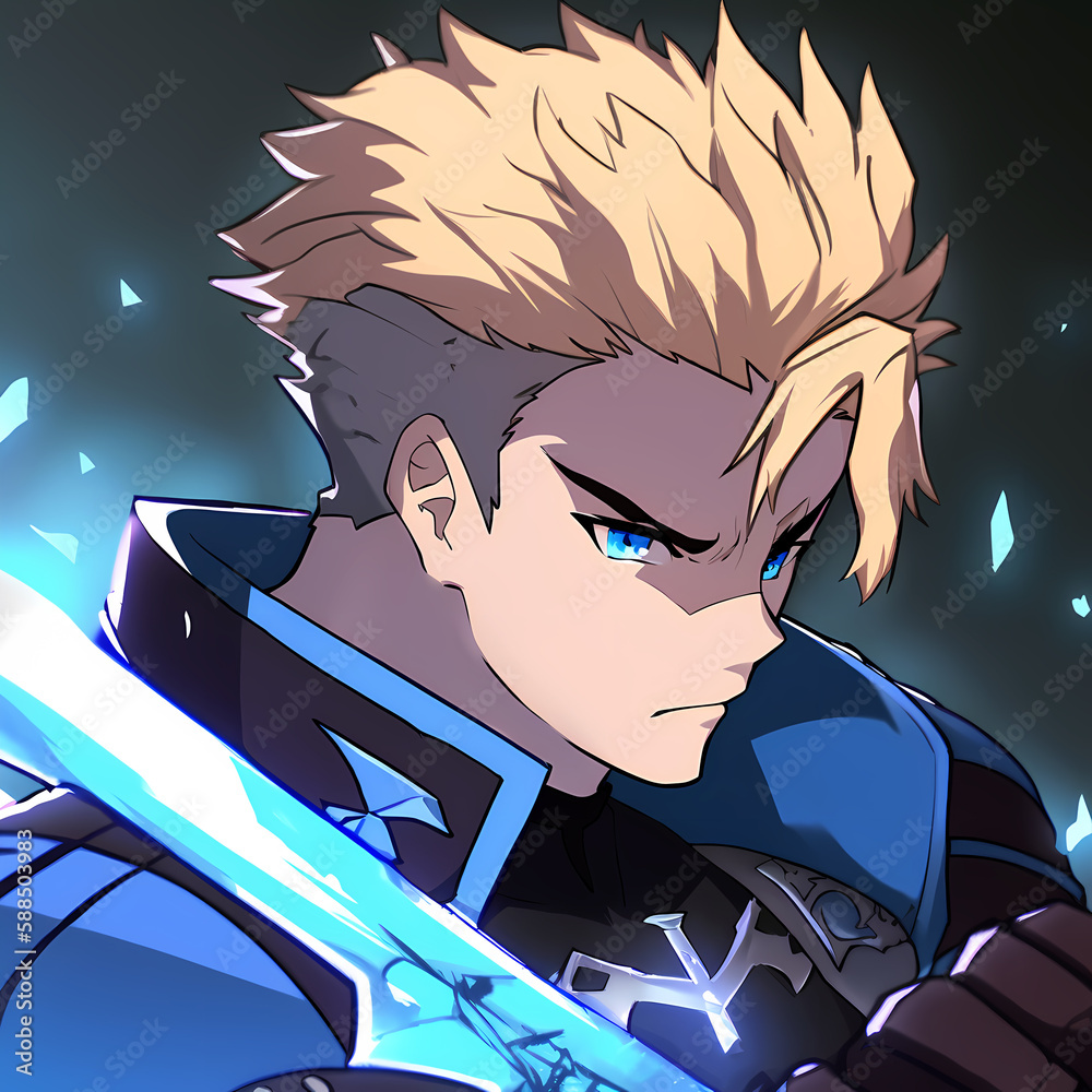 young anime boy avatar is depicted as a fierce fantasy warrior, his ...