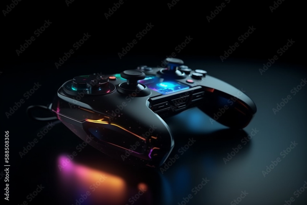 Futuristic matte black rgb gamepad concept with soft touch plastic. Ai ...
