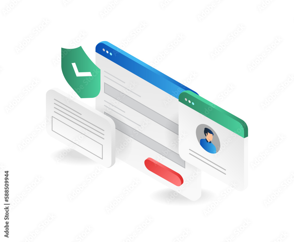 User login form isometric icon. Secure user login form vector ...