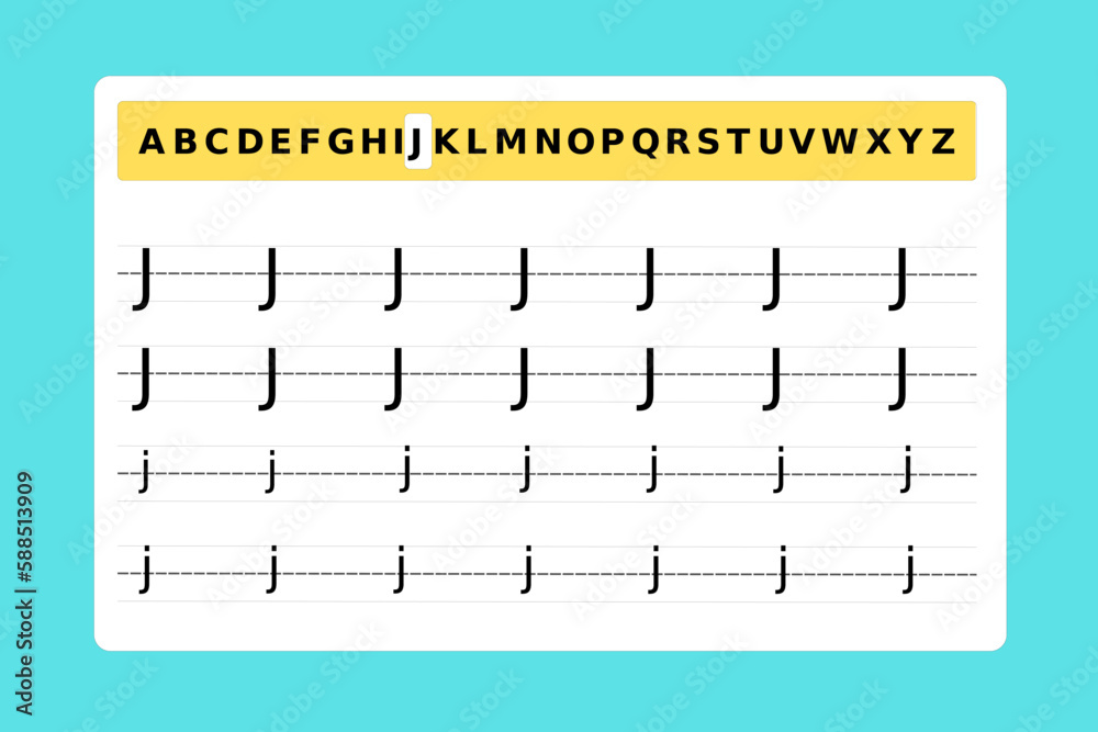 Trace letter J uppercase and lowercase. Alphabet tracing practice ...