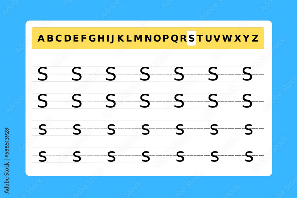 Trace letter S uppercase and lowercase. Alphabet tracing practice ...