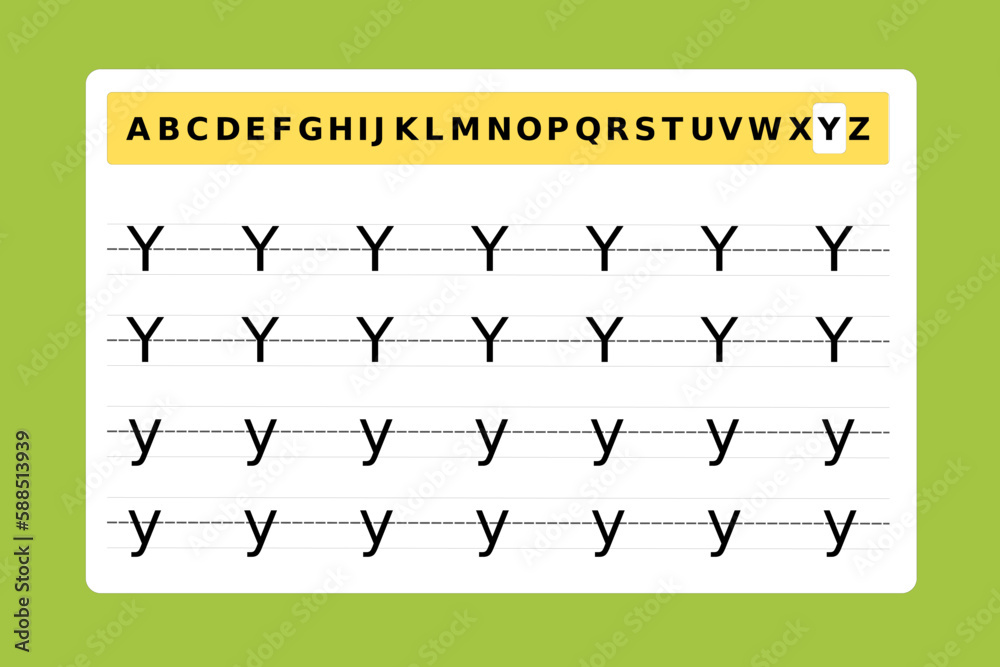 Trace letter Y uppercase and lowercase. Alphabet tracing practice ...