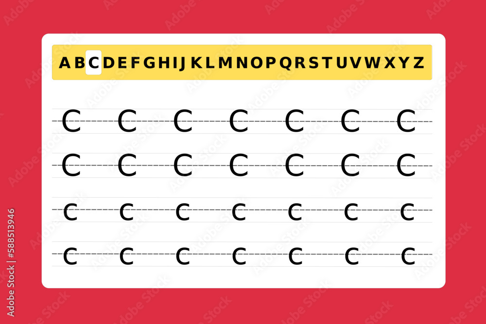 Trace letter C uppercase and lowercase. Alphabet tracing practice ...