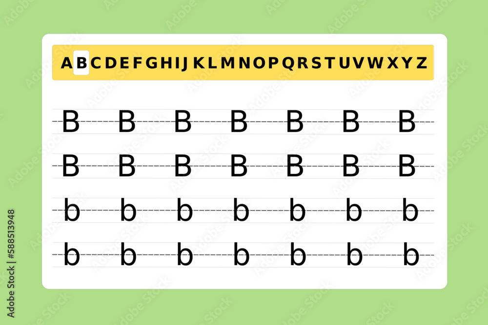 Trace letter B uppercase and lowercase. Alphabet tracing practice ...