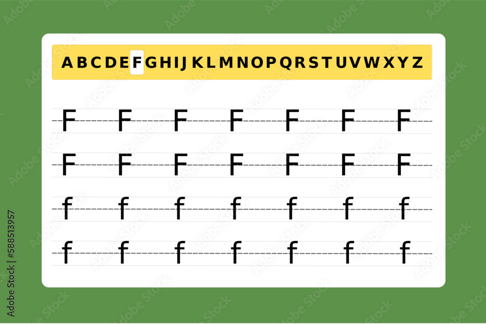 Trace letter F uppercase and lowercase. Alphabet tracing practice ...