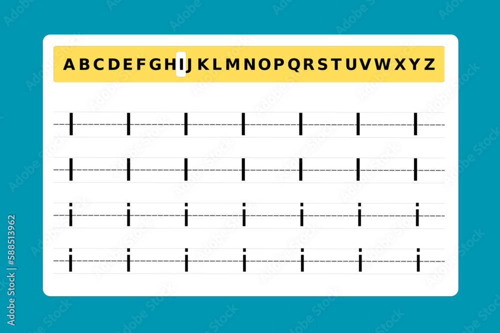 Trace letter I uppercase and lowercase. Alphabet tracing practice ...