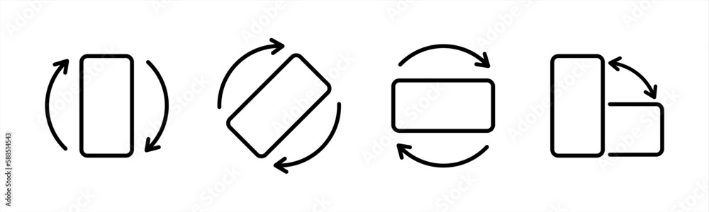 Icons Rotate smartphone. Mobile phone rotation symbols set. Phone ...