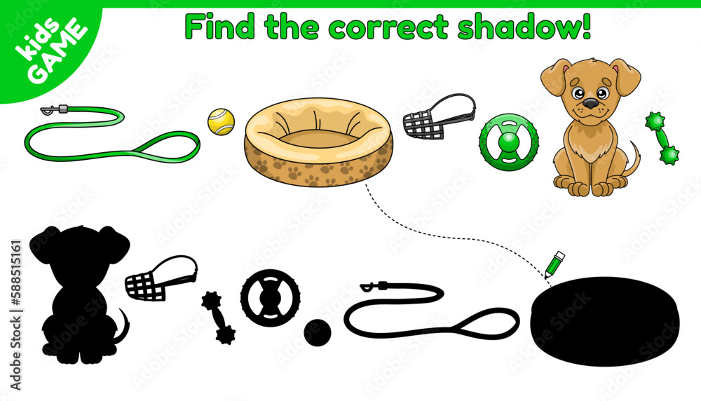 Educational game for children. Find the correct shadow. Match ...
