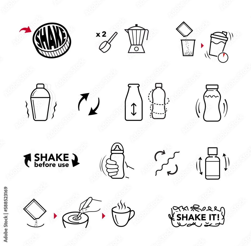 Package shake icons set. Vector illustration isolated. Set for package ...