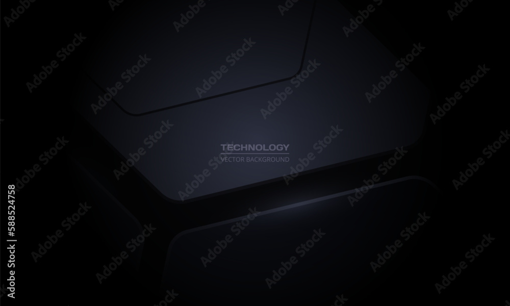 Abstract modern technology black background with geometric 3D shapes ...