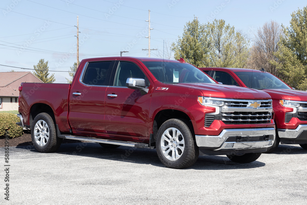 Chevrolet Silverado 1500 display at a dealership. Chevy offers the ...