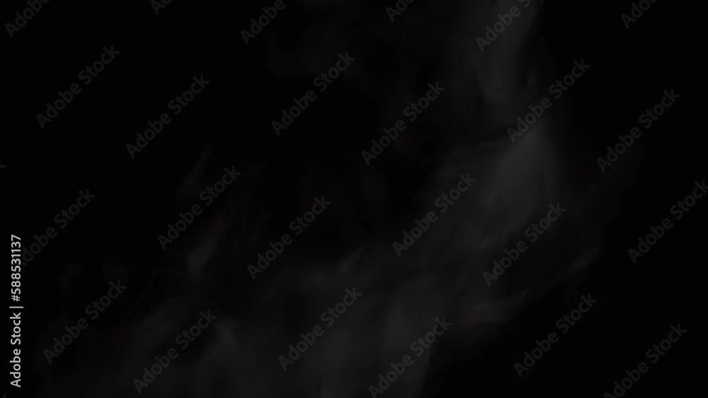 Rising Blurred White Clouds of Steam, Smoke, Icy Thick Fog on a Black ...