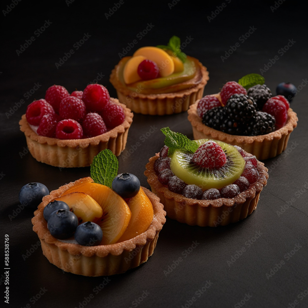 mini-gâteaux français (mini French cakes), macarons, madeleines ...