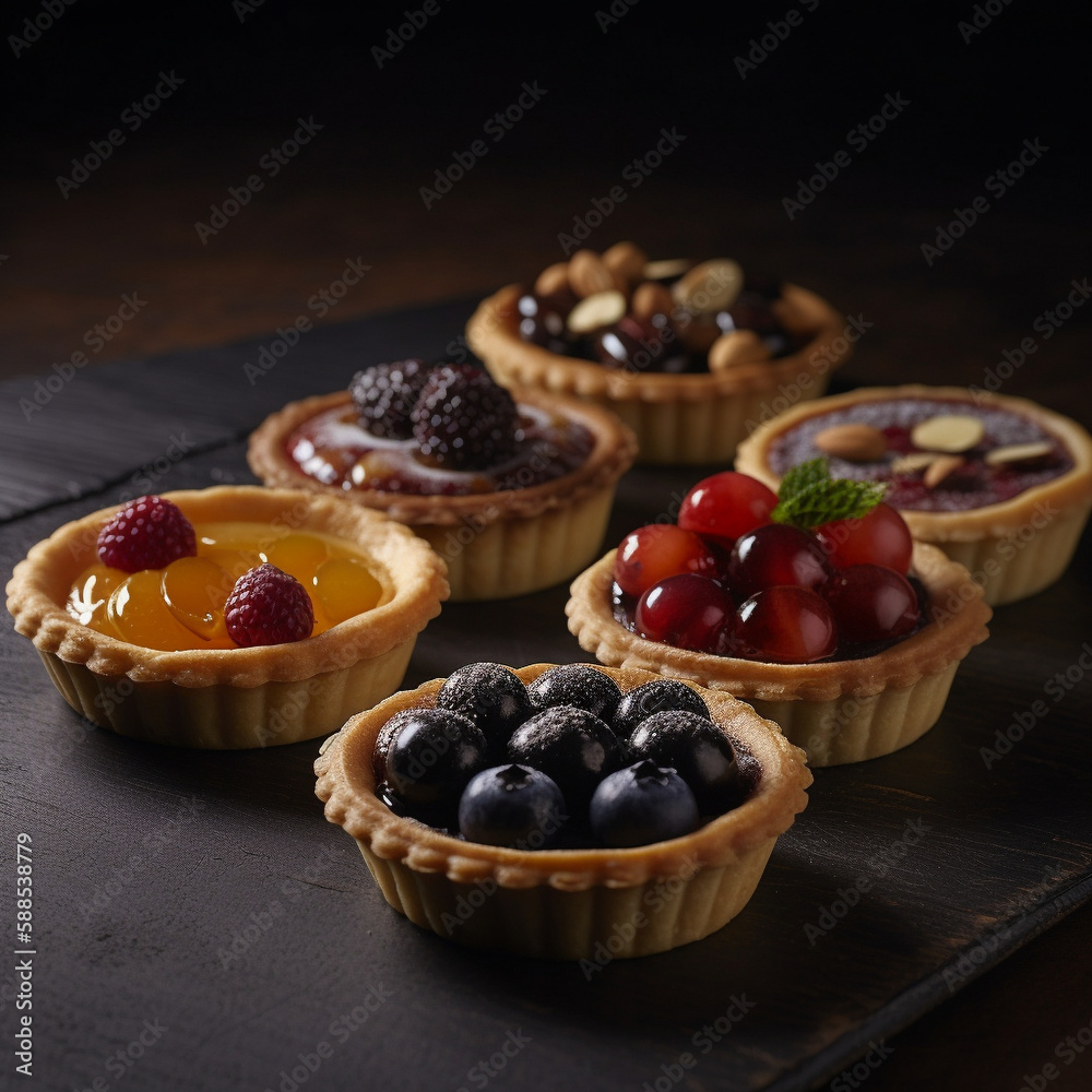 mini-gâteaux français (mini French cakes), macarons, madeleines ...