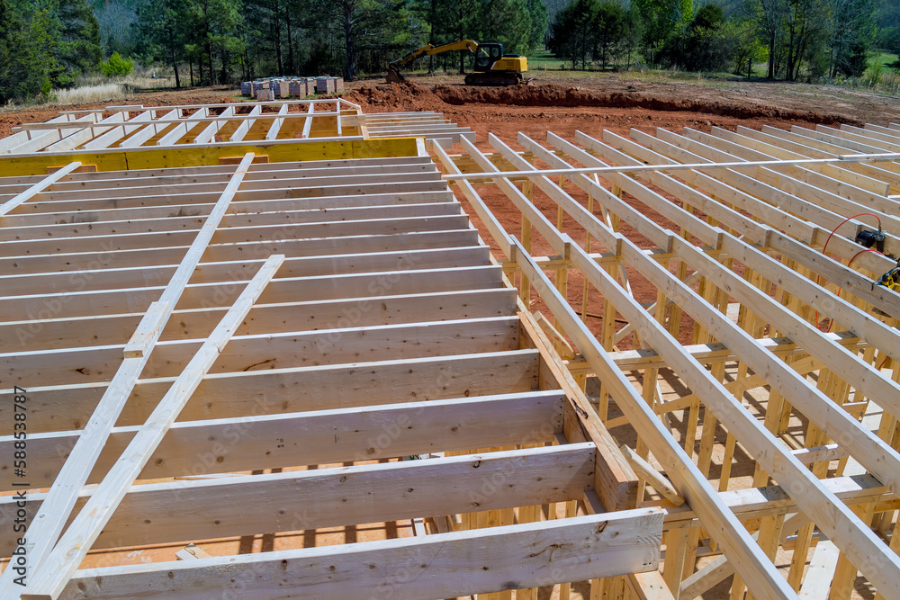 Framing beam provides structural support layout of joists to new built ...