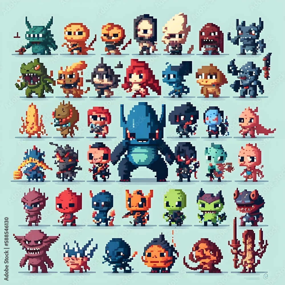 pixel art beautiful detailed pixel art game contrasting colours chibi ...