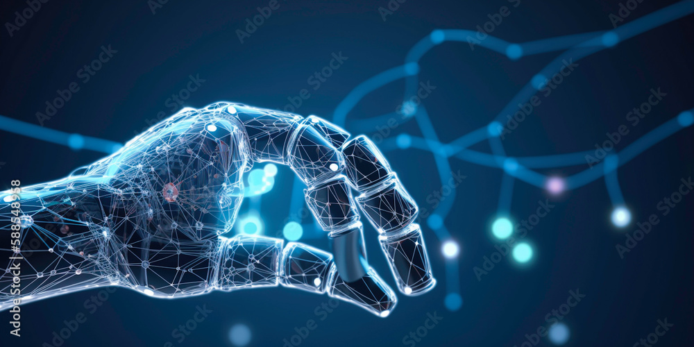 AI robotic hand technology background, created using generative ai ...