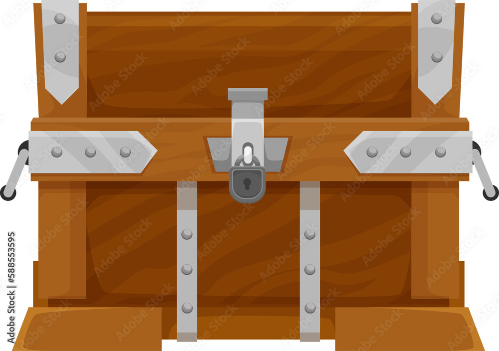 Cartoon treasure chest with steel forgery and lock ilustração do Stock ...