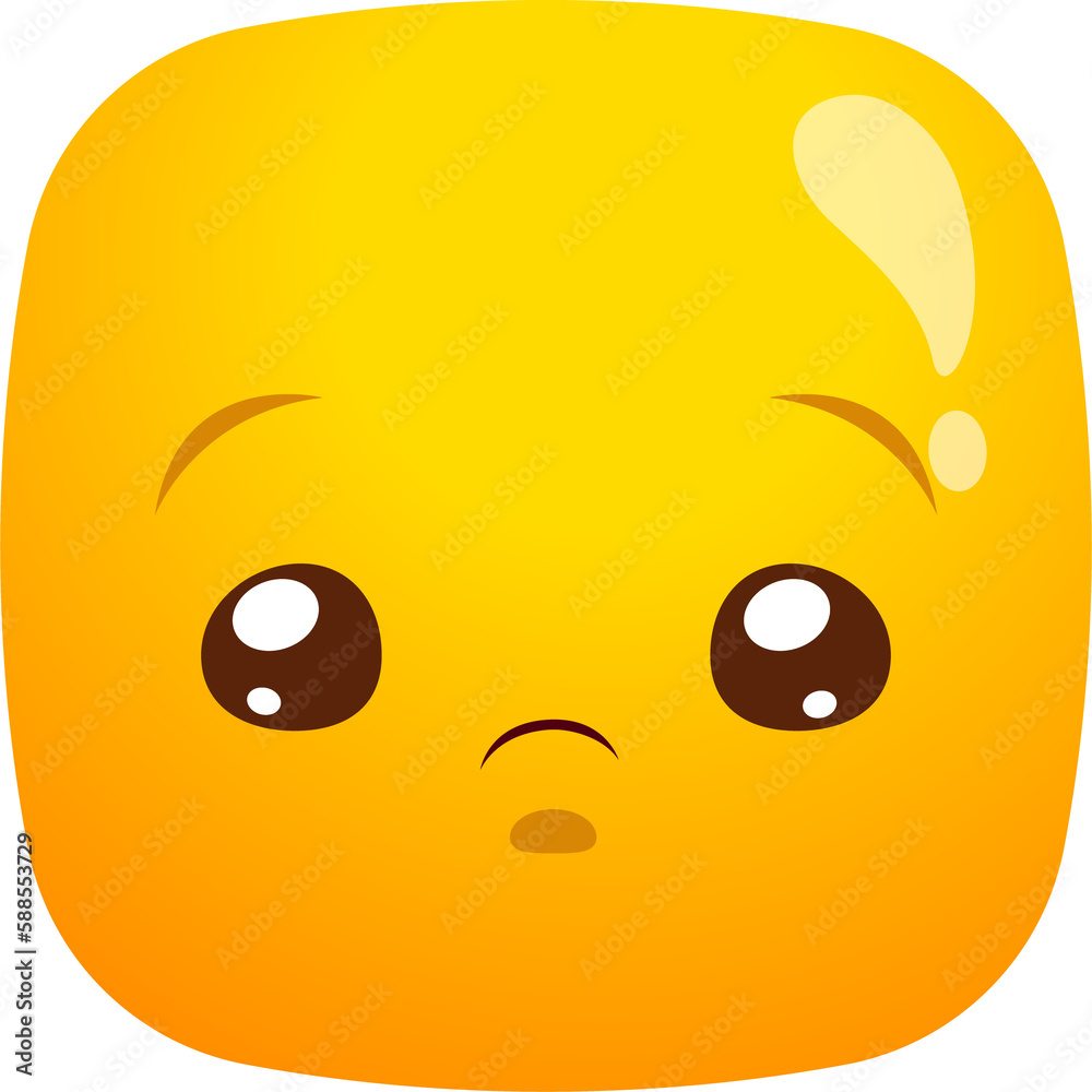 Cartoon sad face emoji, vector app smile icon Stock Illustration ...