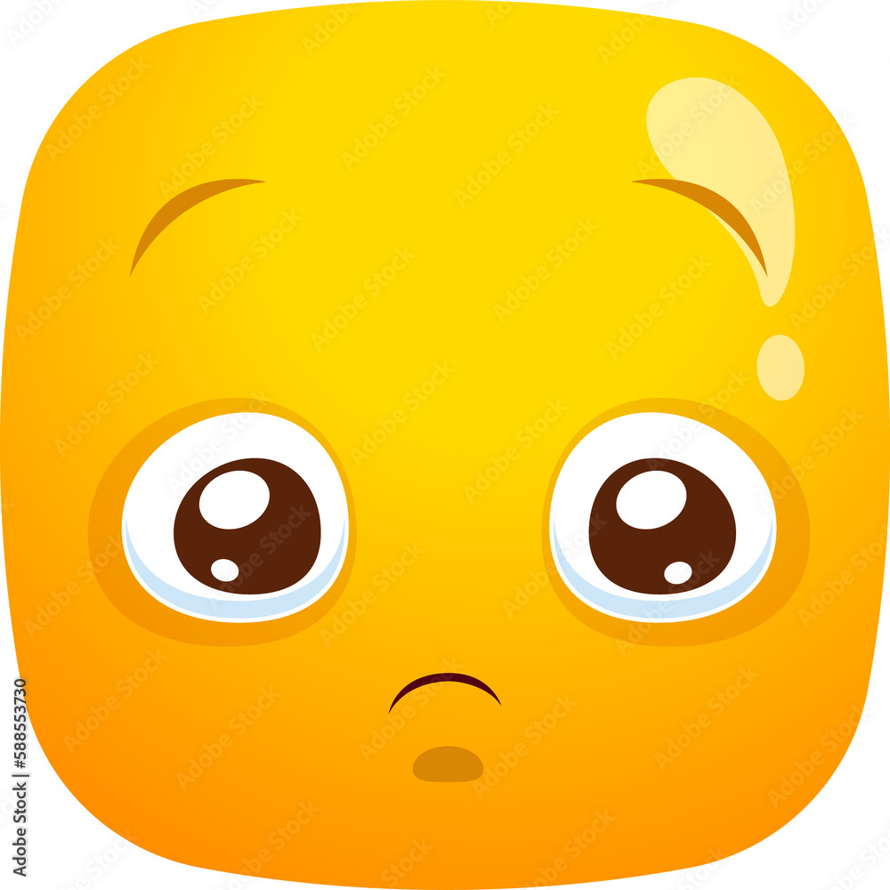 Cartoon sad face emoji vector icon, plaintive look Stock Illustration ...