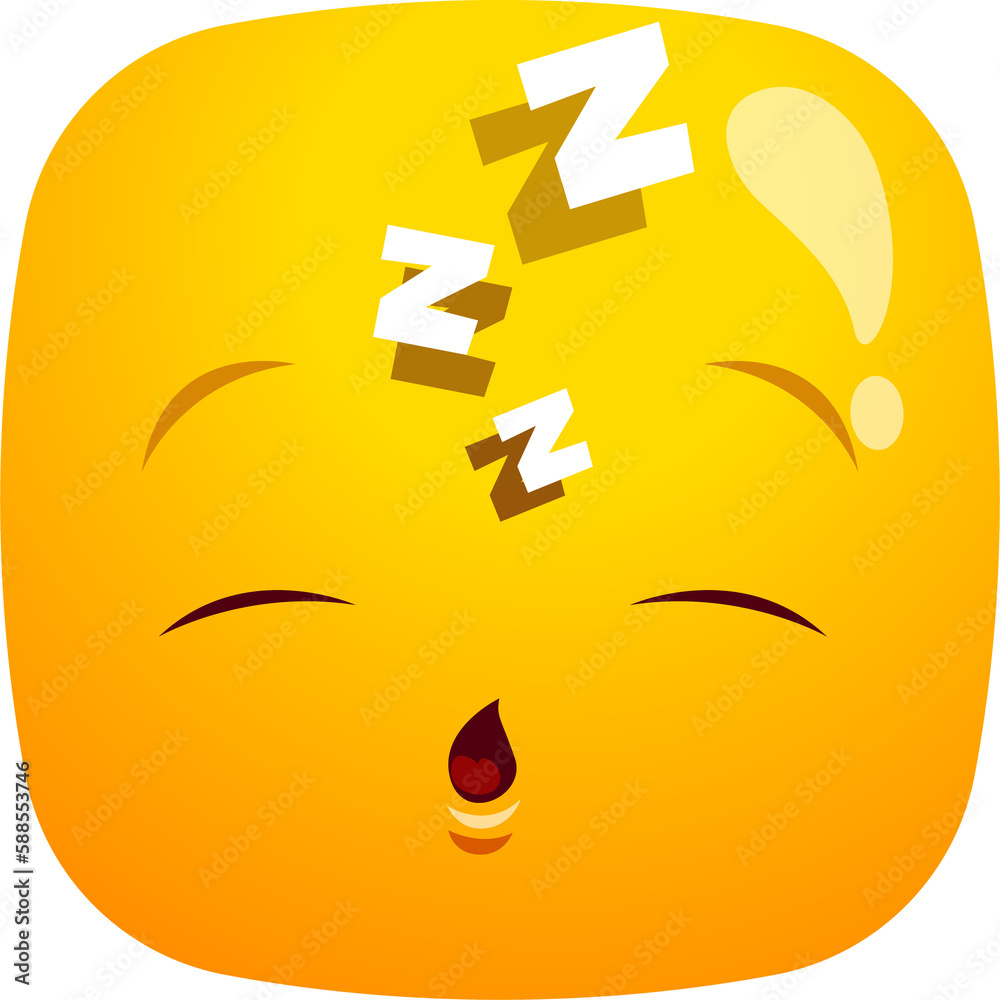 Sleeping face emoji with zzz sound from open mouth Stock Illustration ...