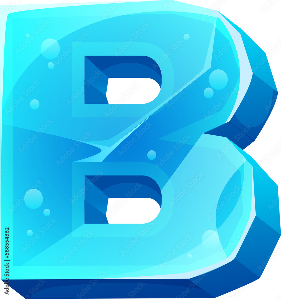 Letter B font type ice crystal, winter alphabet ilustração do Stock ...