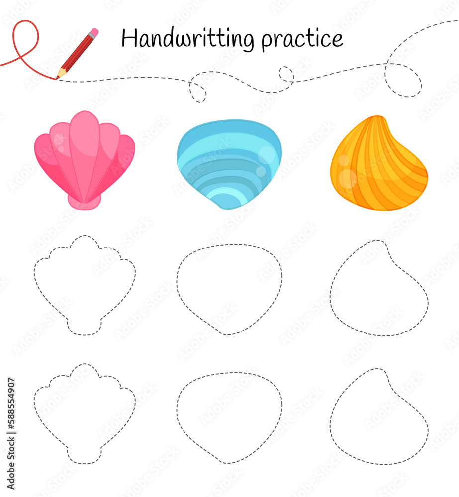 Handwriting practice sheet. Basic writing. Educational game for ...